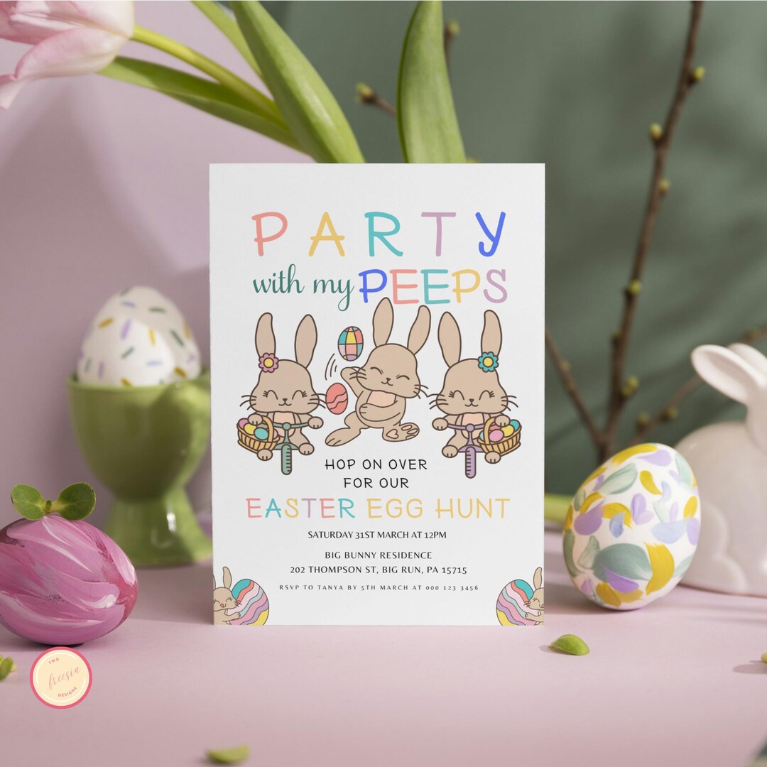 Party With My Peeps Invitation Template, Easter Brunch Party Invitation ...