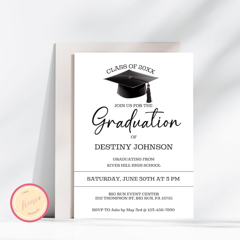 Modern Graduation Invitation Template - Class of 2025 Graduation Party ...