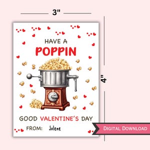 Printable Popcorn Valentine Gift Tag Template - Popcorn Valentine's Day ...