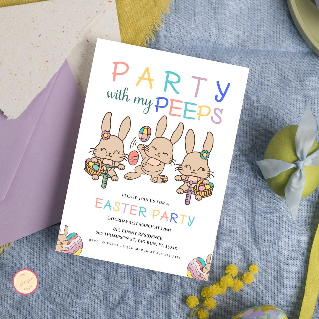 Party With My Peeps Invitation Template, Easter Brunch Party Invitation ...