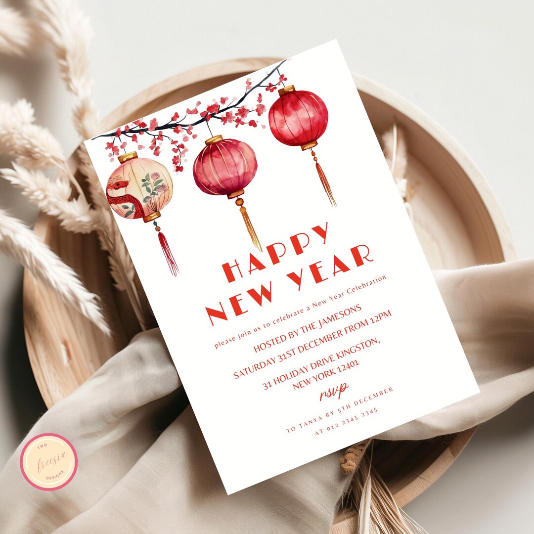 Editable Chinese New Year Invitation, 2026 Lunar New Year Party ...