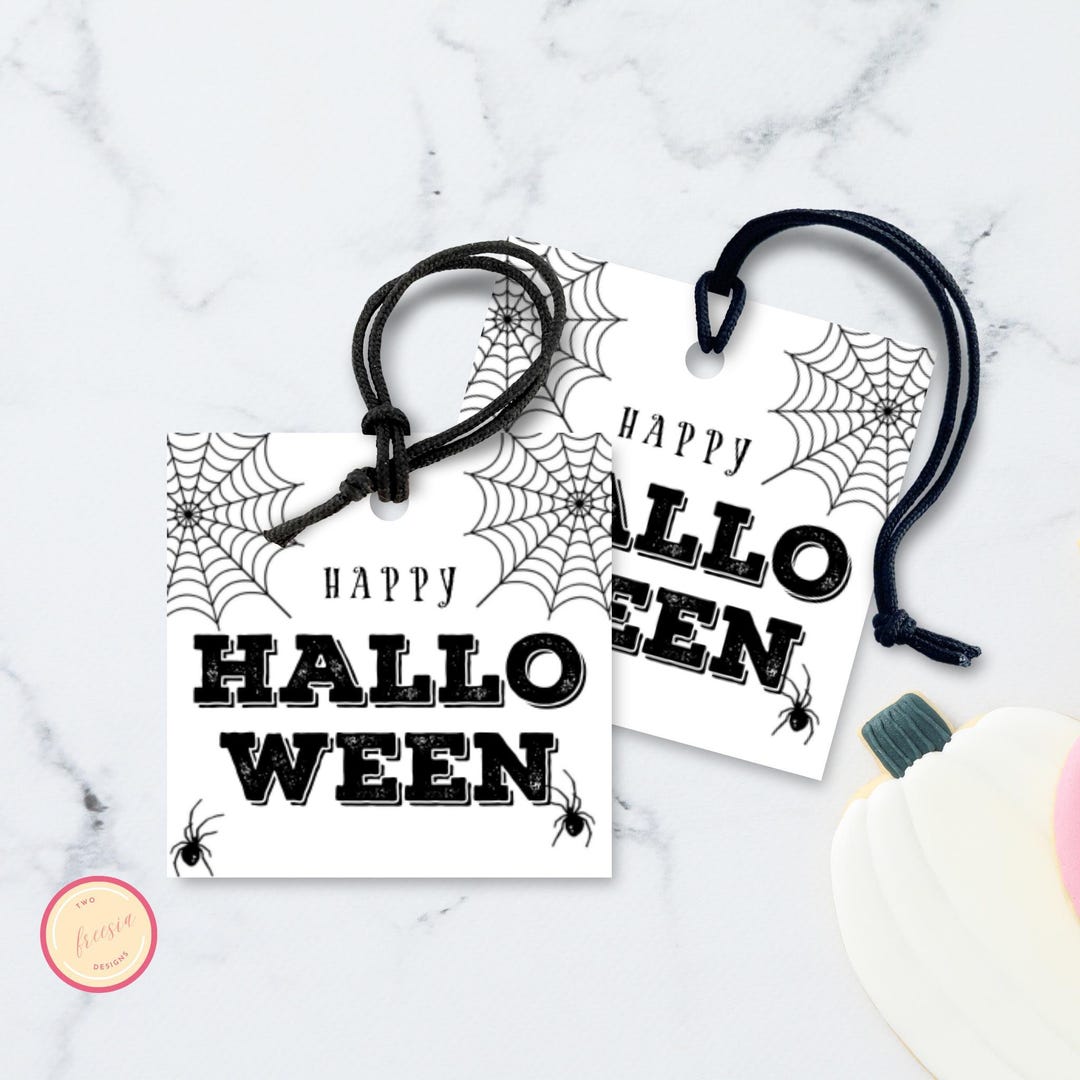 Happy Halloween Gift Tag Printable - 3x3 Cookie Label - Modern Gothic ...