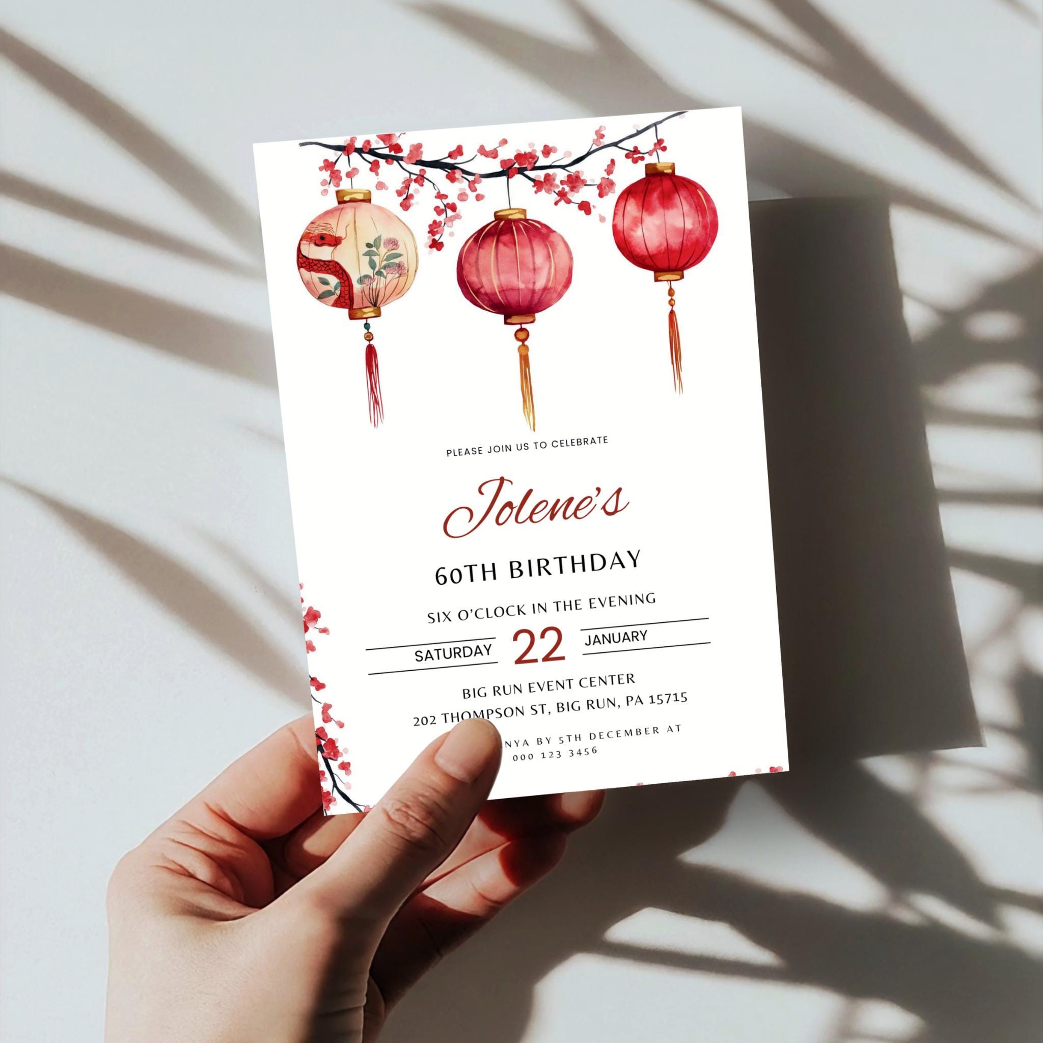 Editable Chinese New Year Birthday Invitation, and Lunar New Year Party ...