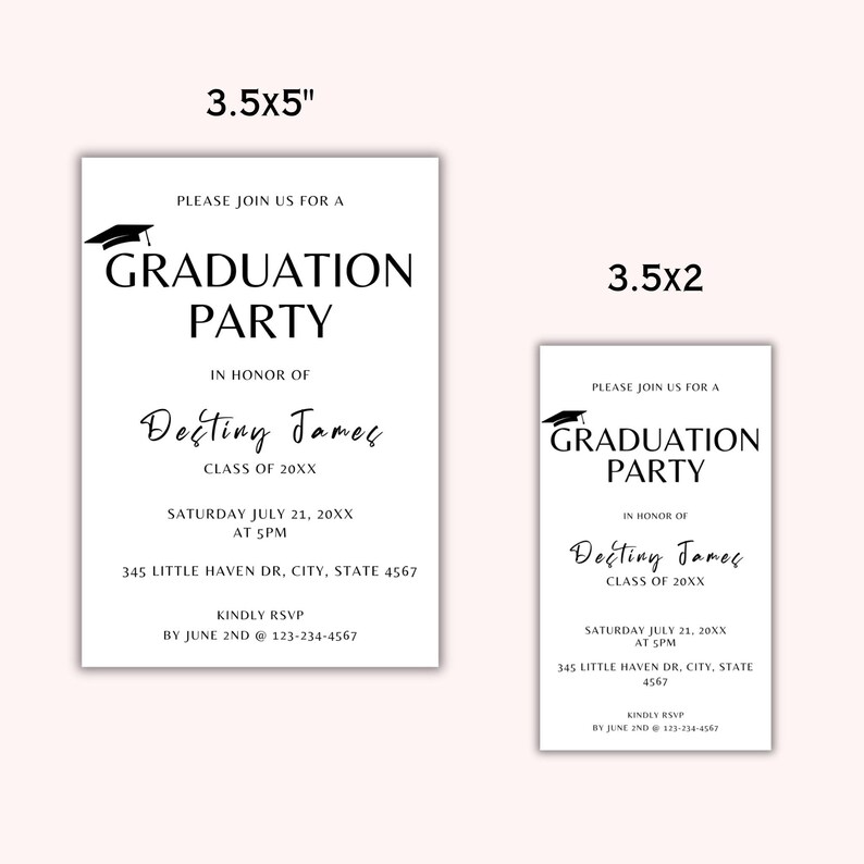 Modern Graduation Party Invitation Insert Card - Small Grad Invitation ...