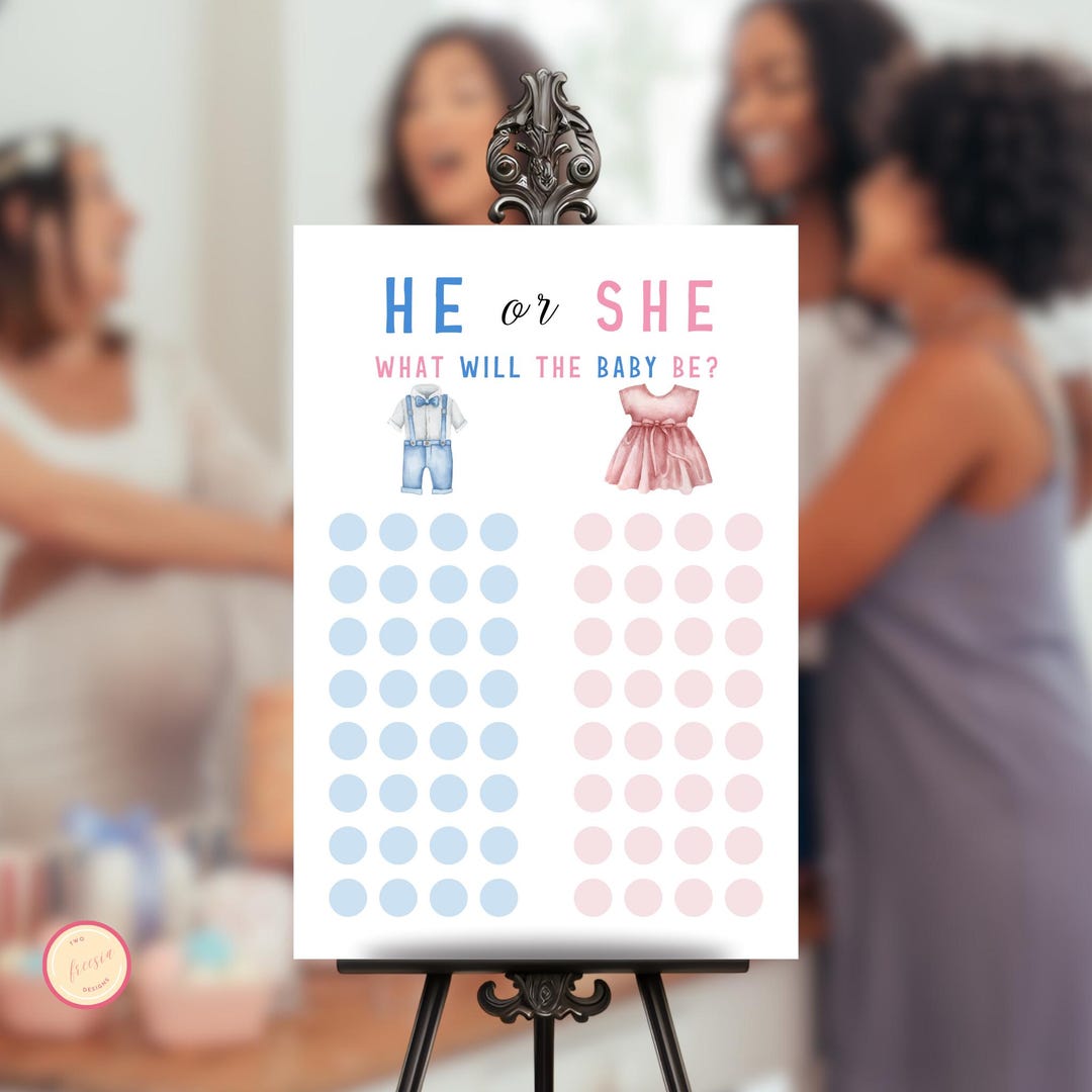 Gender Reveal Voting Sign, What Will Baby Be?guess the Gender, He or ...