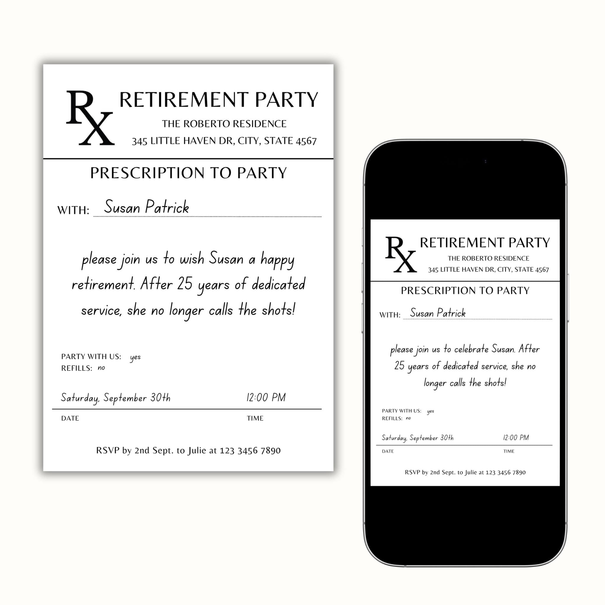Medical/nurse/doctor/pharmacist Retirement Party Invitation Template ...