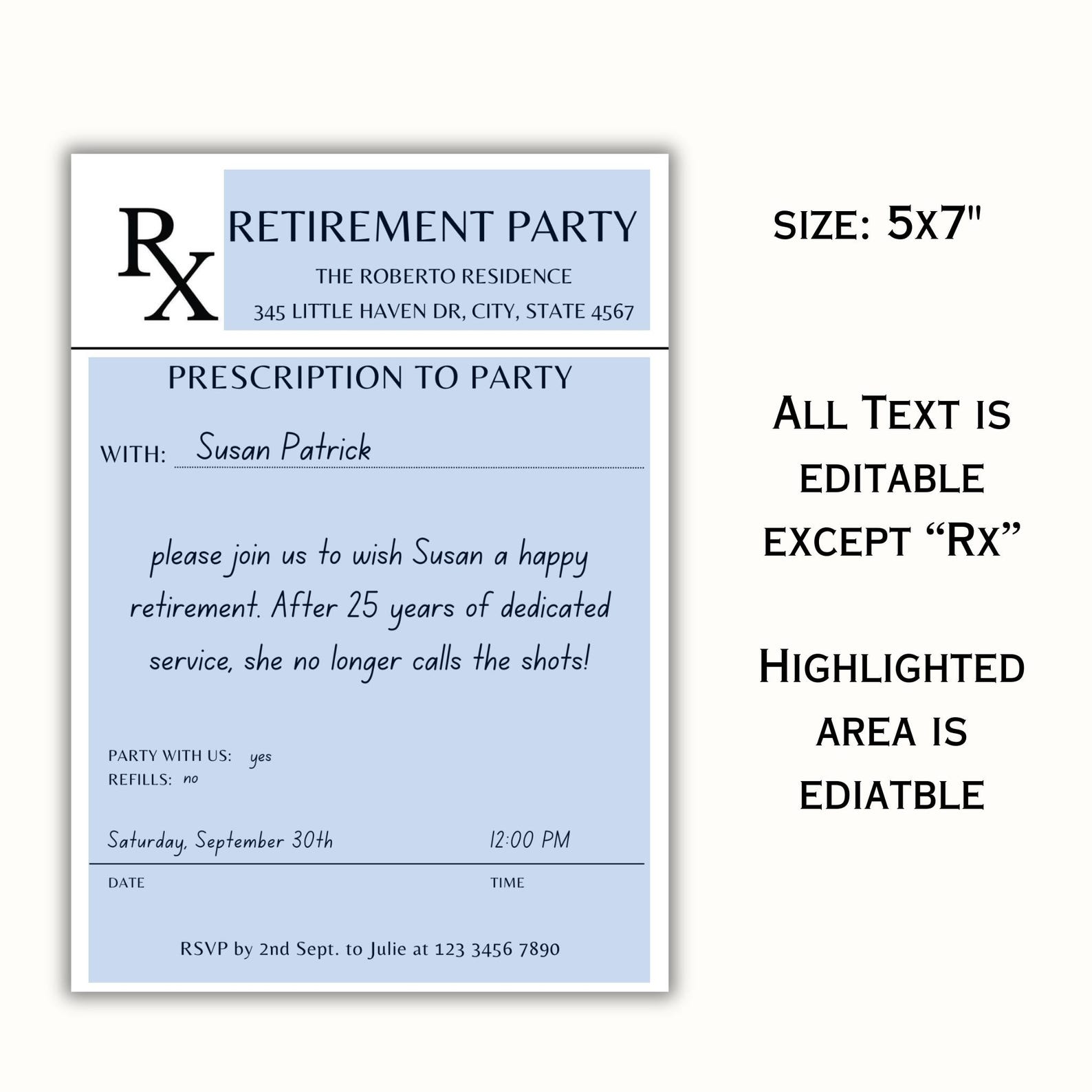 Medical/nurse/doctor/pharmacist Retirement Party Invitation Template ...
