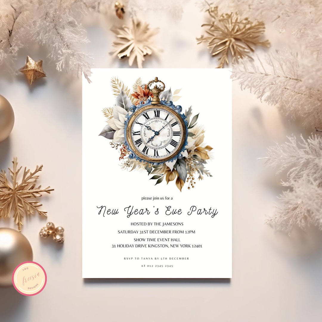 Editable New Years Eve Invitation, New Year Party Invitation - 2026 New ...