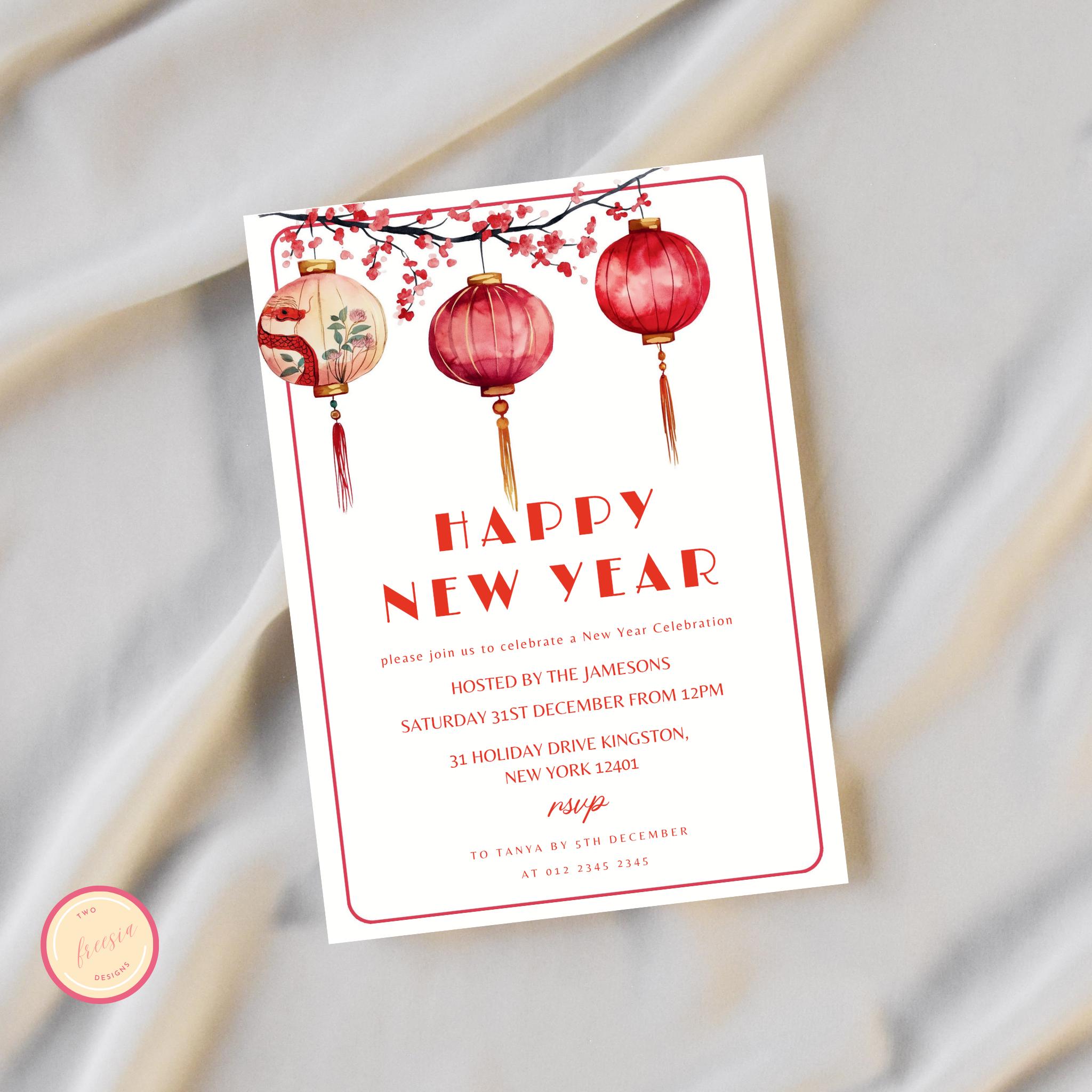 Editable Lunar New Year Party Invitation, Chinese New Year Invitation ...
