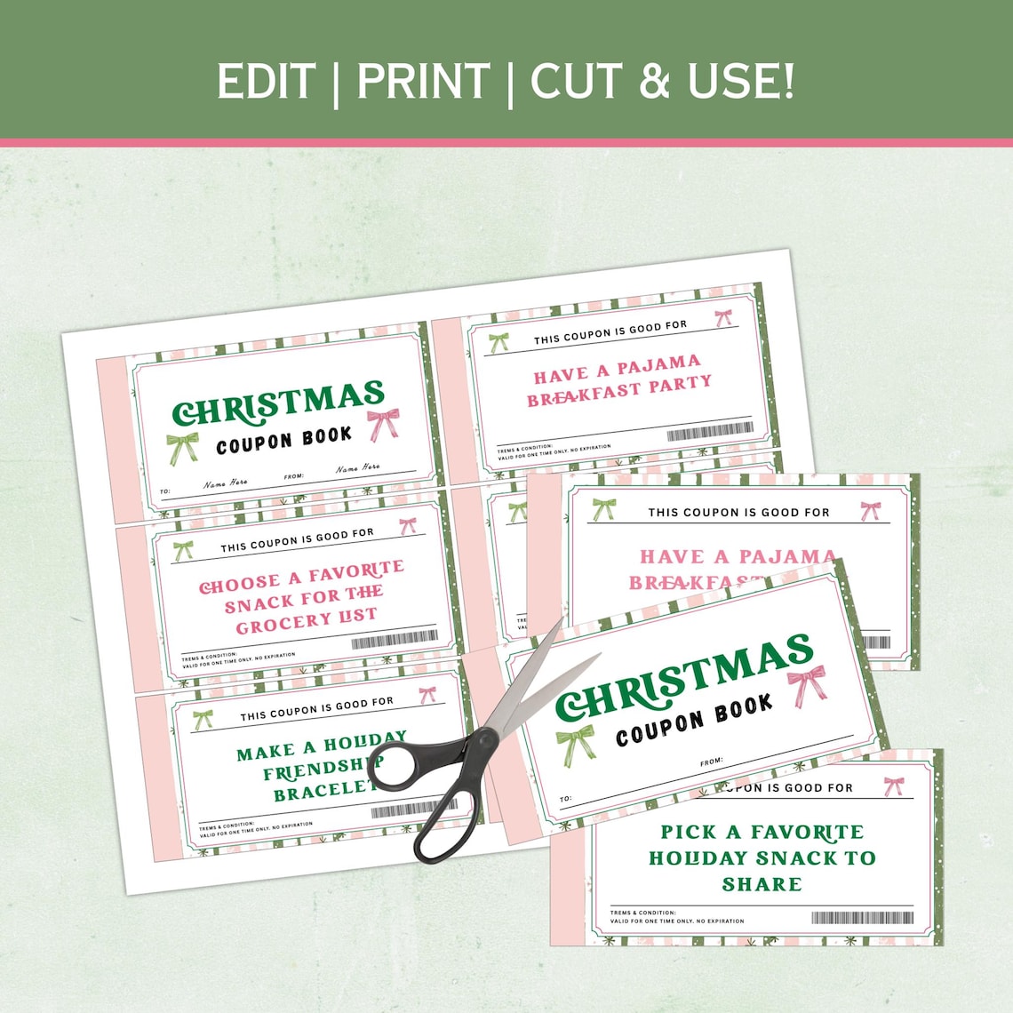 Printable Christmas Coupon Book, Editable Kids Christmas Coupon Book ...
