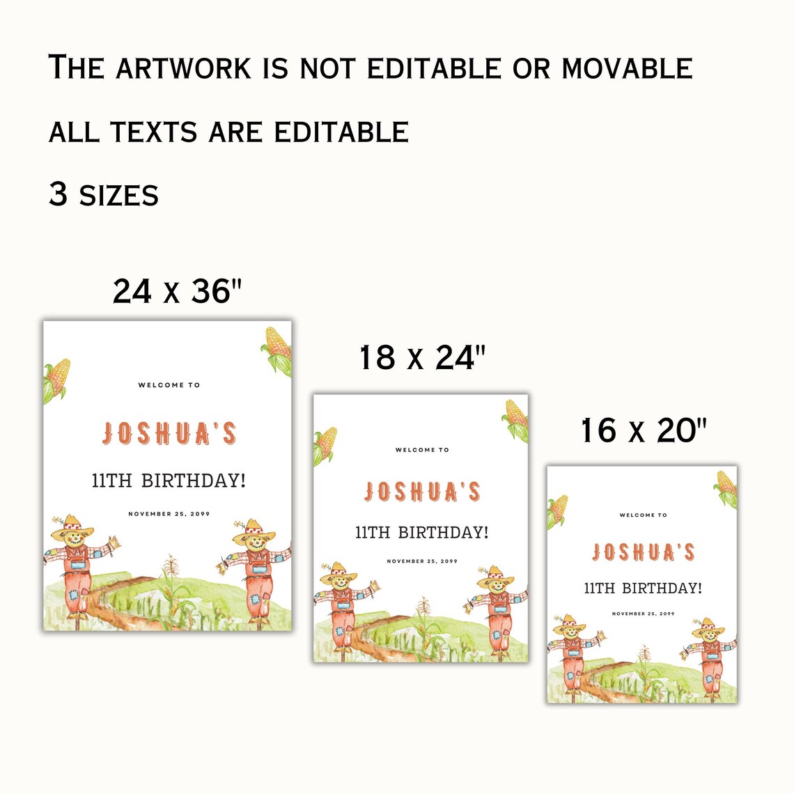Corn Maze Birthday Welcome Sign, Editable Fall Birthday, Autumn-themed ...