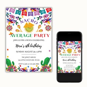 Nacho Average Party Invitation - Any Age Taco Invite - Mexican Fiesta ...