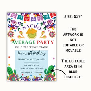 Nacho Average Party Invitation - Any Age Taco Invite - Mexican Fiesta ...
