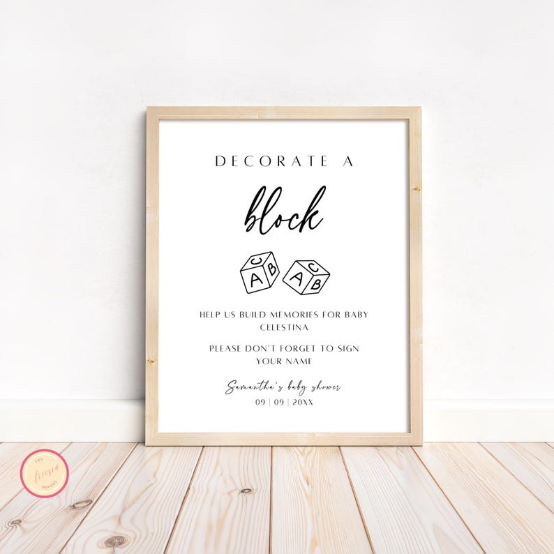 Decorate a Block Baby Shower Party Table Sign, Minimalist Baby Shower ...