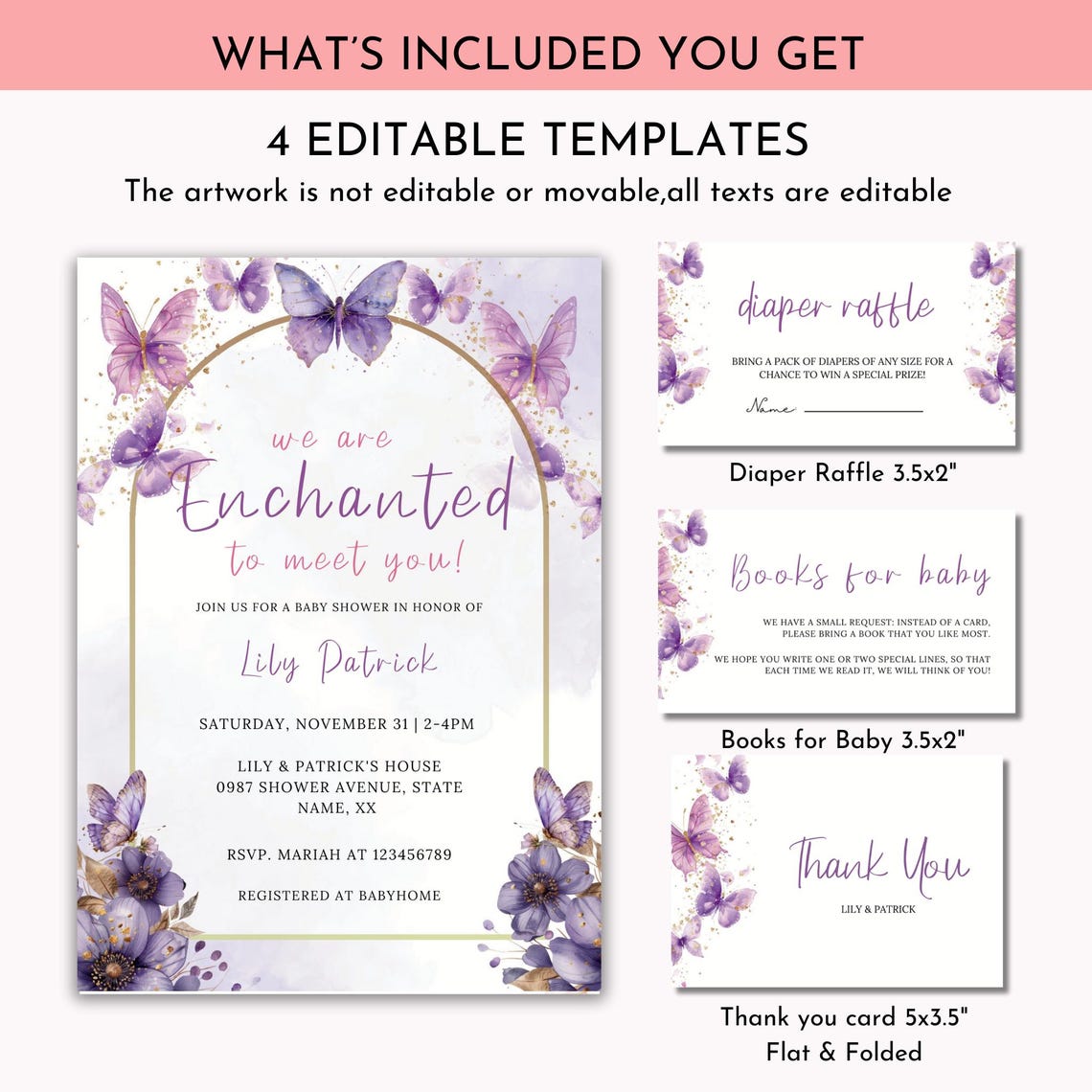 We Are Enchanted to Meet You Baby Shower Invitation Bundle, We're ...