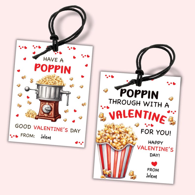 Printable Popcorn Valentine Gift Tag Template - Popcorn Valentine's Day ...