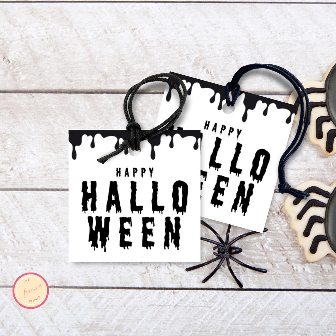 Happy Halloween Gift Tag Printable - 3x3 Cookie Label - Modern Party ...