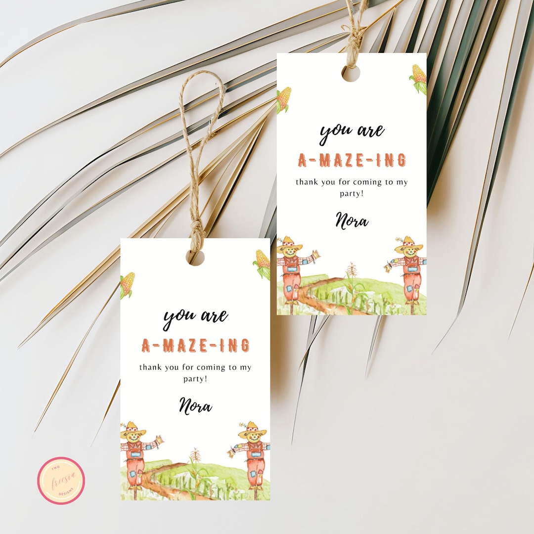 Corn Maze Birthday Favor Tag, Editable Fall Birthday, Autumn-themed ...