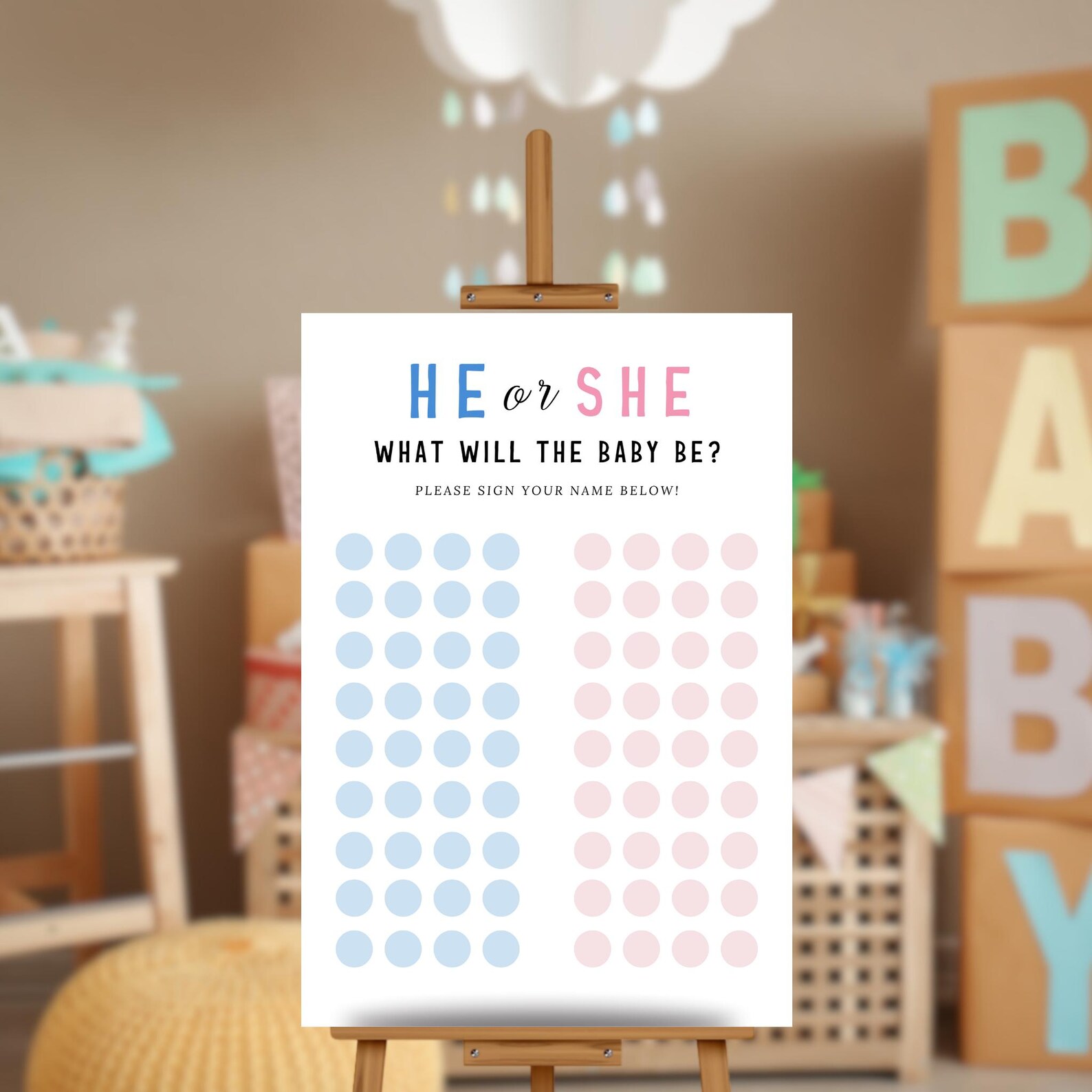 Gender Reveal Voting Sign, What Will Baby Be? Guess the Gender, He or ...