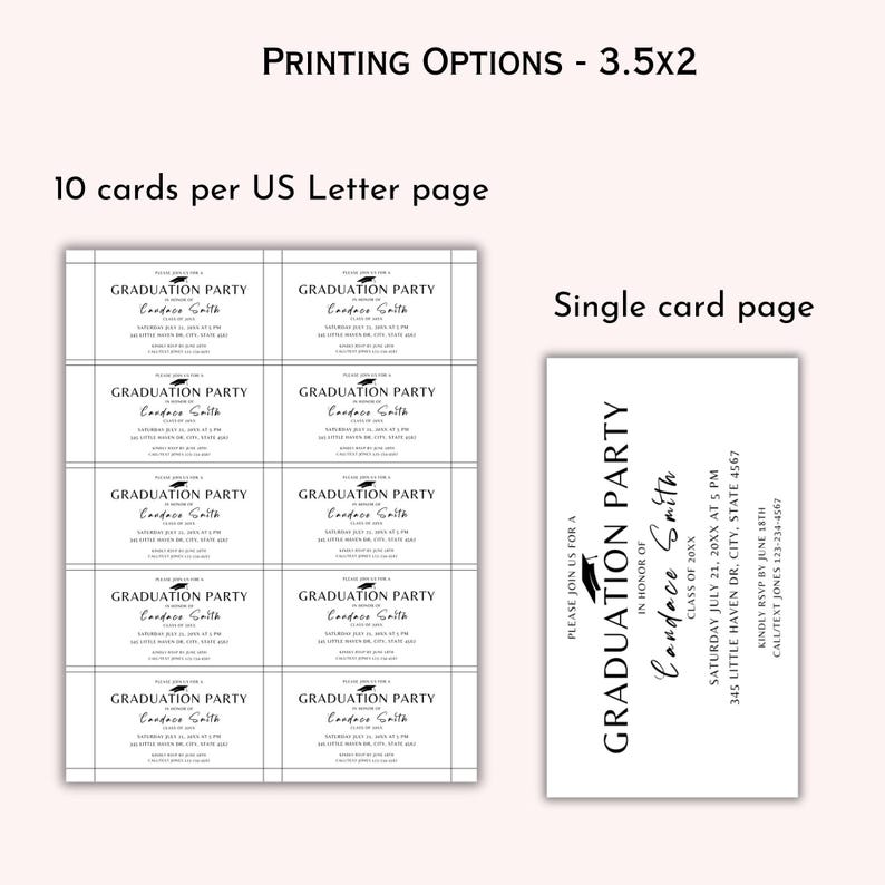 Modern Graduation Party Invitation Template – Editable Insert Card ...