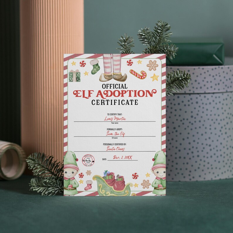 Editable Elf Adoption Certificate, Christmas Elf Letter (instant ...