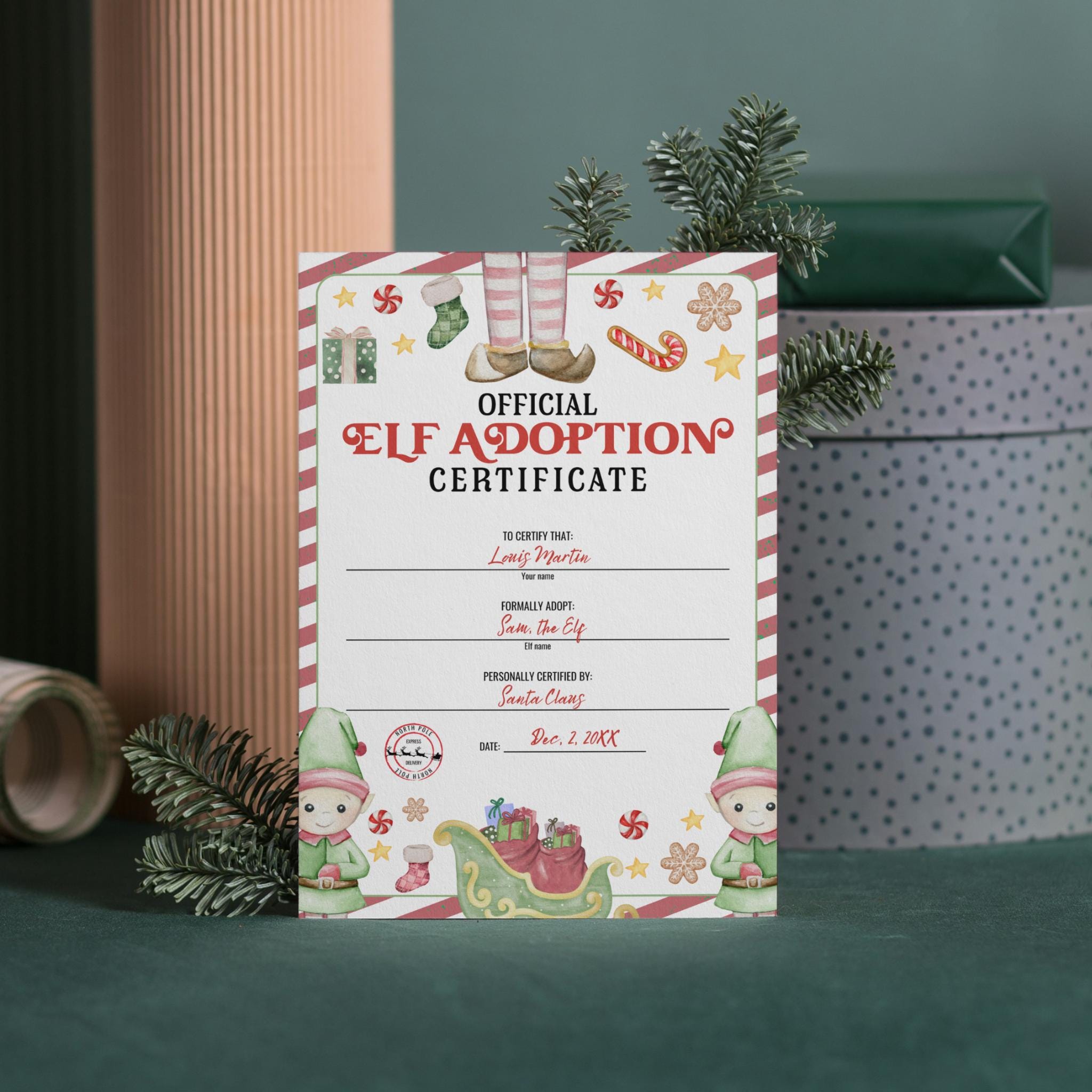 Editable Elf Adoption Certificate, Christmas Elf Letter (instant ...