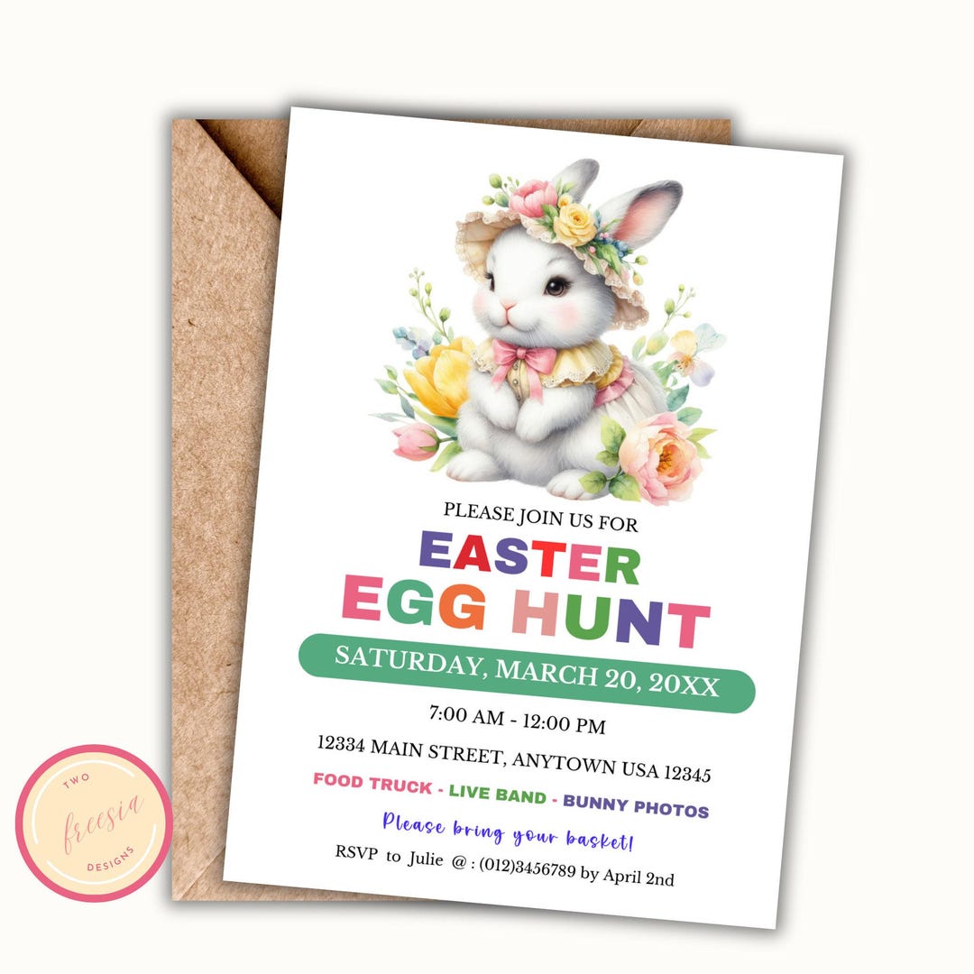 Editable Easter Celebration Invitation Template - Easter Egg Hunt ...