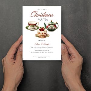 Editable Christmas Tea Party Invitation Template - Holiday Tea Party ...