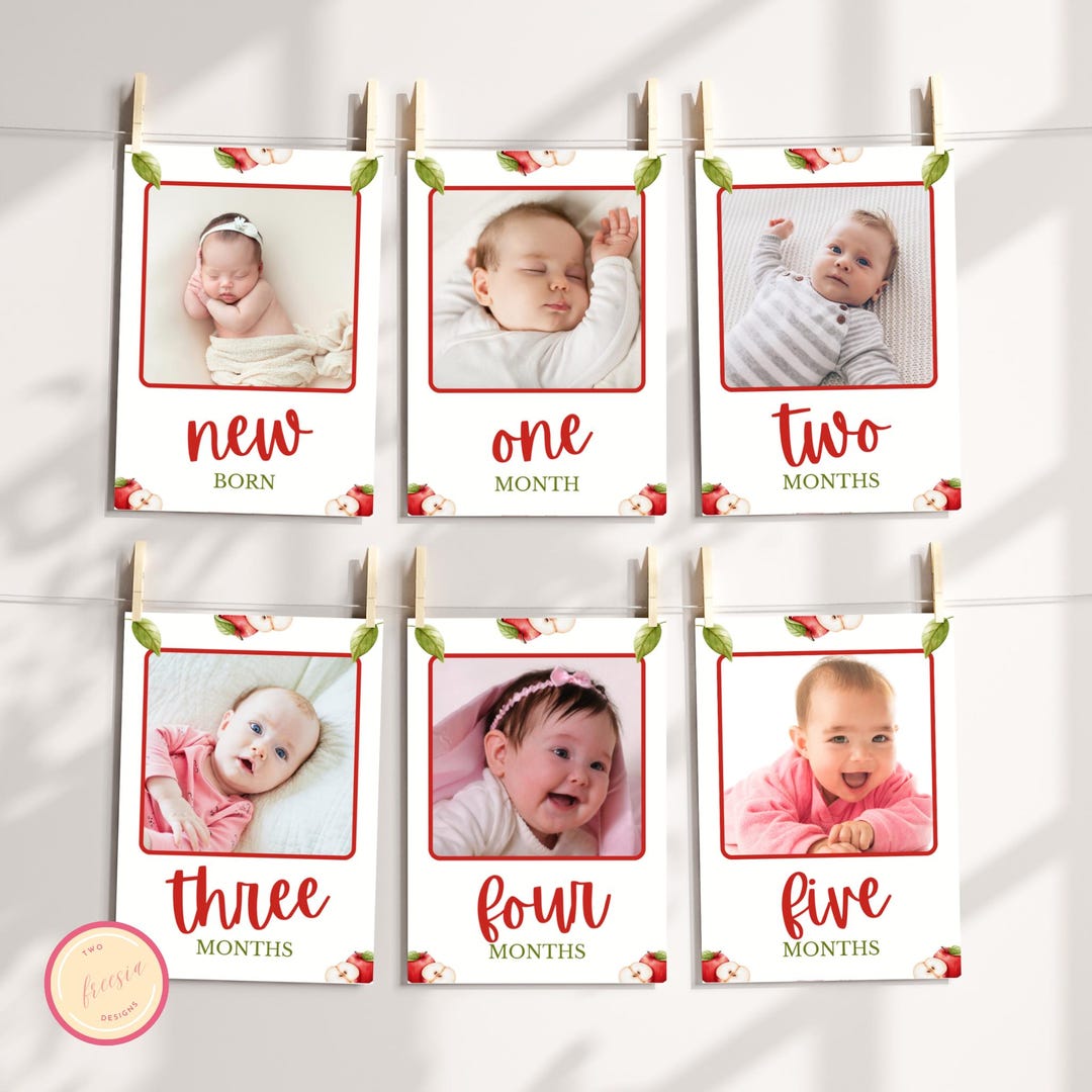 Apple 1st Birthday Photo Banner Template - Editable Apple of Our Eye 12 ...