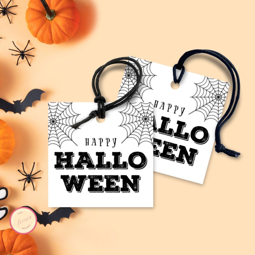 Happy Halloween Gift Tag Printable - 3x3 Cookie Label - Modern Party ...