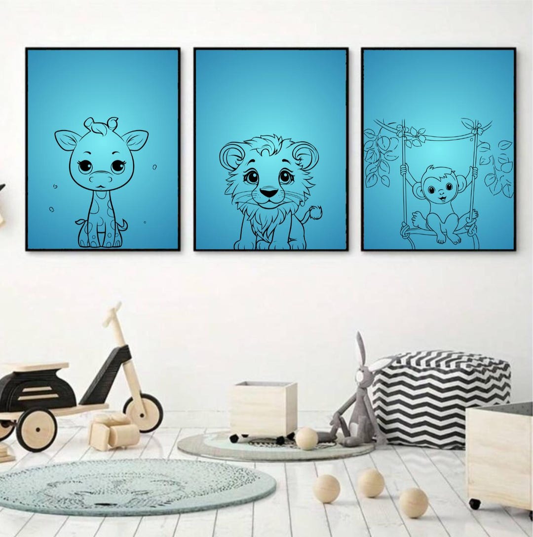 Set of 3 Animal Posters for Kids Digital Posters - Etsy UK