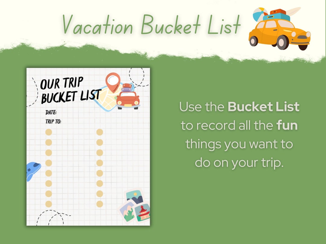 Bucket List for Trip Bucket List Printable Vacation Bucket List ...