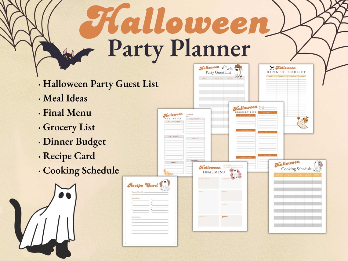 Retro Halloween Digital Planner Printable Halloween Party Planner ...