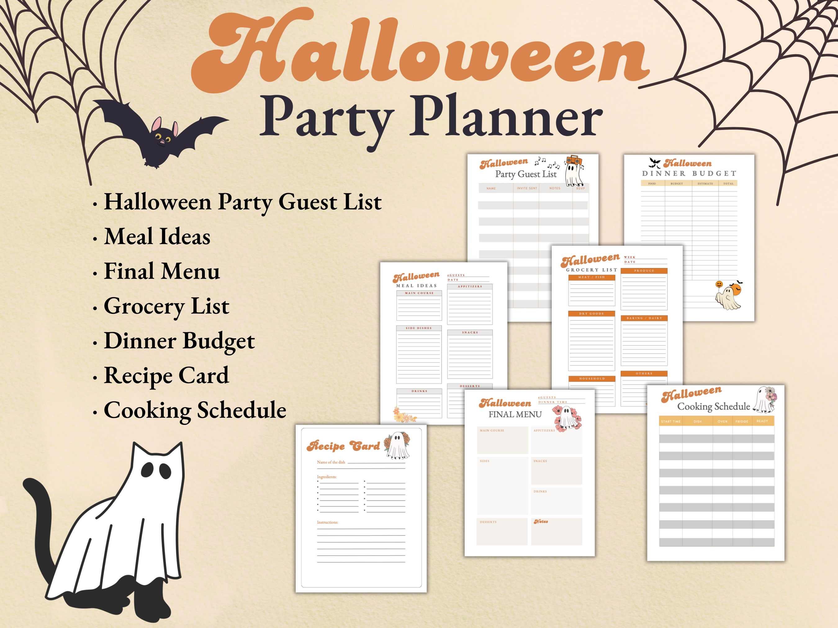 Retro Halloween Digital Planner Printable Halloween Party Planner ...