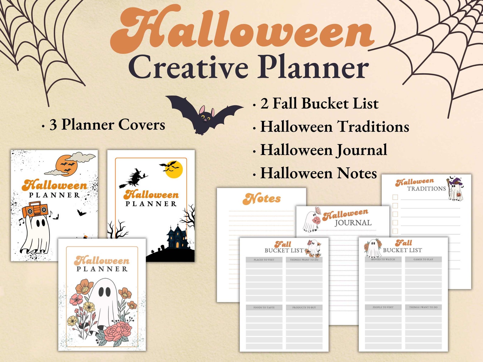 Retro Halloween Digital Planner Printable Halloween Party Planner ...