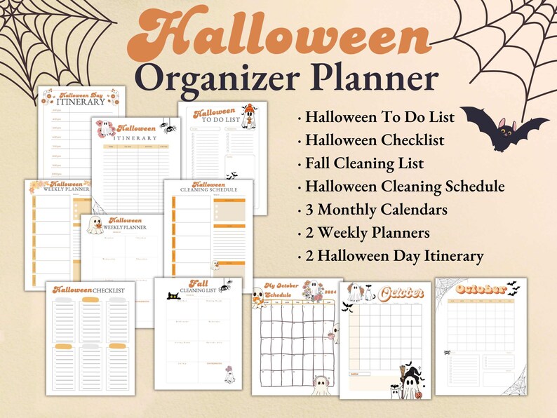 Retro Halloween Digital Planner Printable Halloween Party Planner ...