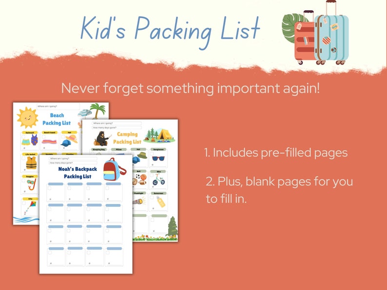 Packing Checklist Kid Printable Packing List for Kids Packing Template ...
