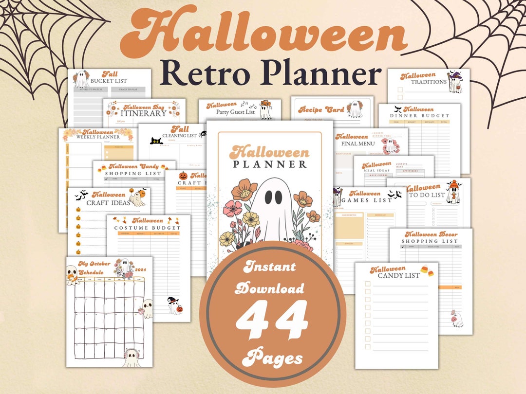Retro Halloween Digital Planner Printable Halloween Party Planner ...