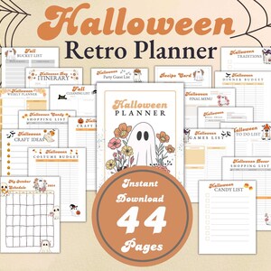 Retro Halloween Digital Planner Printable Halloween Party Planner ...