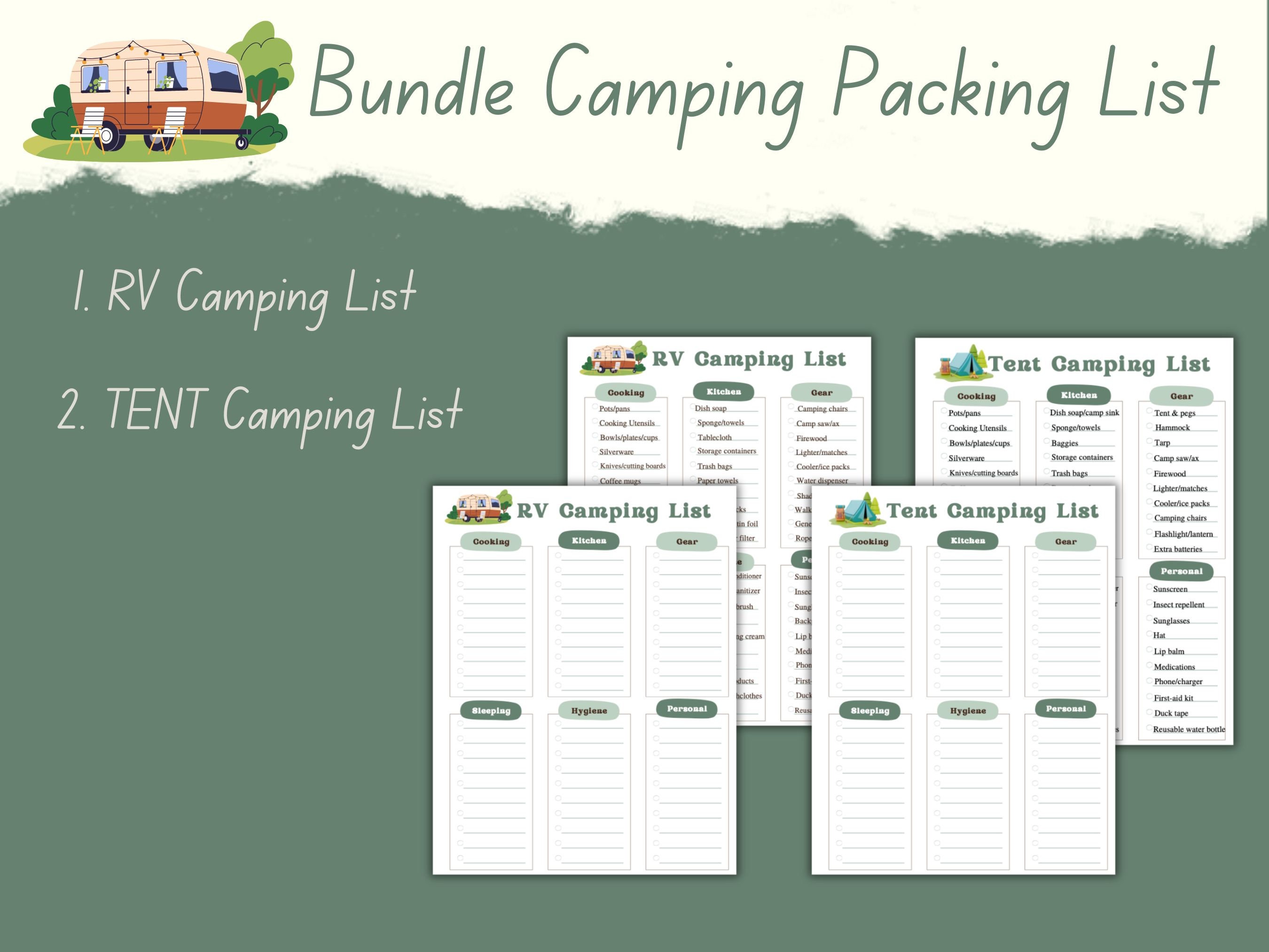 Packing List Camping Tent Checklist RV Camping Template Camping List ...
