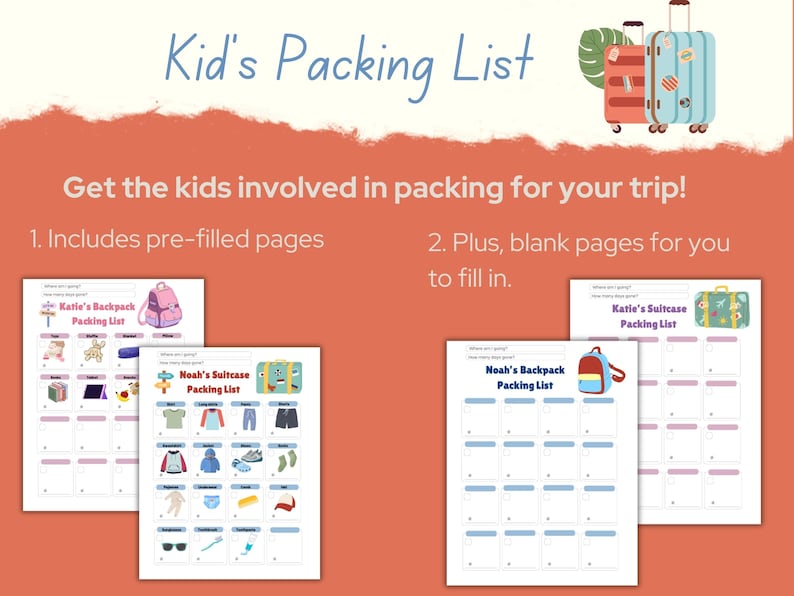 Packing Checklist for Kids Printable Vacation List Packing Template ...