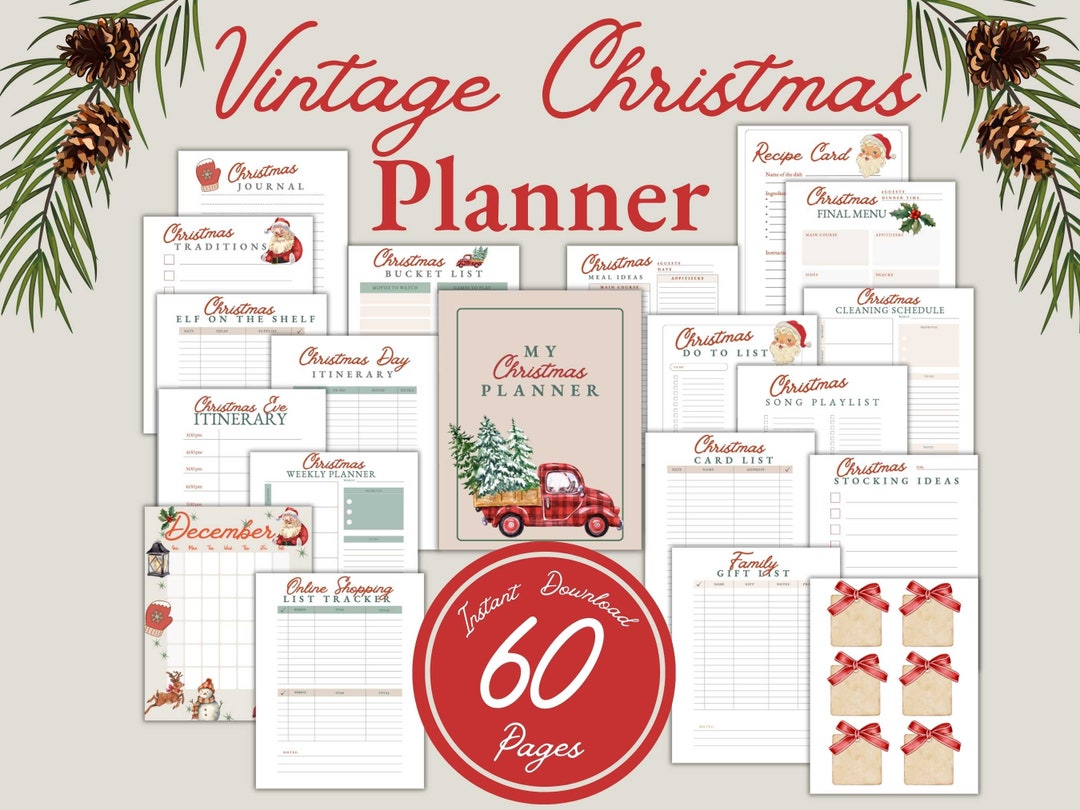 Vintage Christmas Planner Printable Holiday Planner Digital Download ...