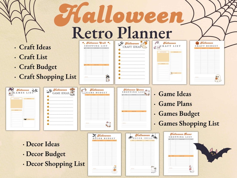 Retro Halloween Digital Planner Printable Halloween Party Planner ...