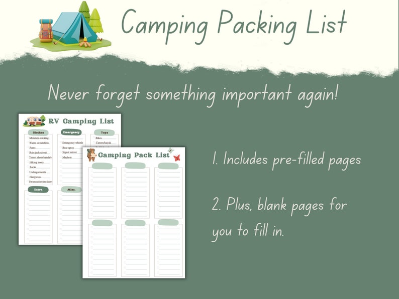 Packing List Camping Tent Checklist RV Camping Template Camping List ...