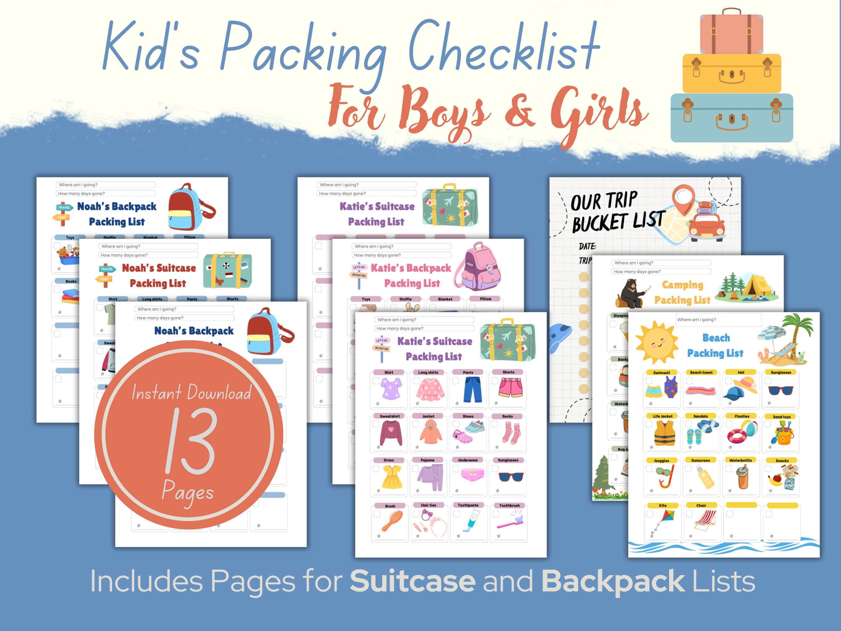Packing Checklist Kid Printable Packing List for Kids Packing Template ...