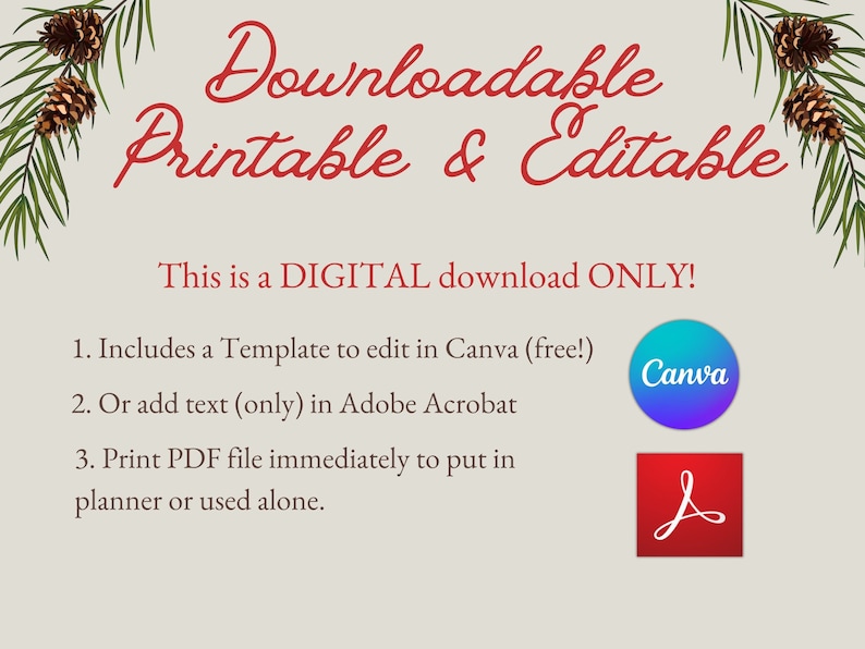 Vintage Christmas Planner Printable Holiday Planner Digital Download ...