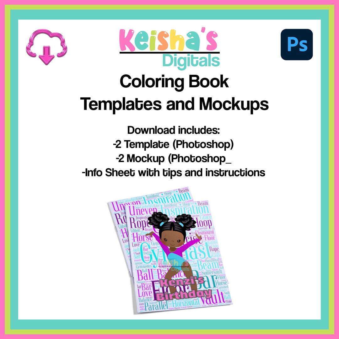 Coloring Book Party Favor Template, DIY Party, PSD Files, Gift Bag Swag ...