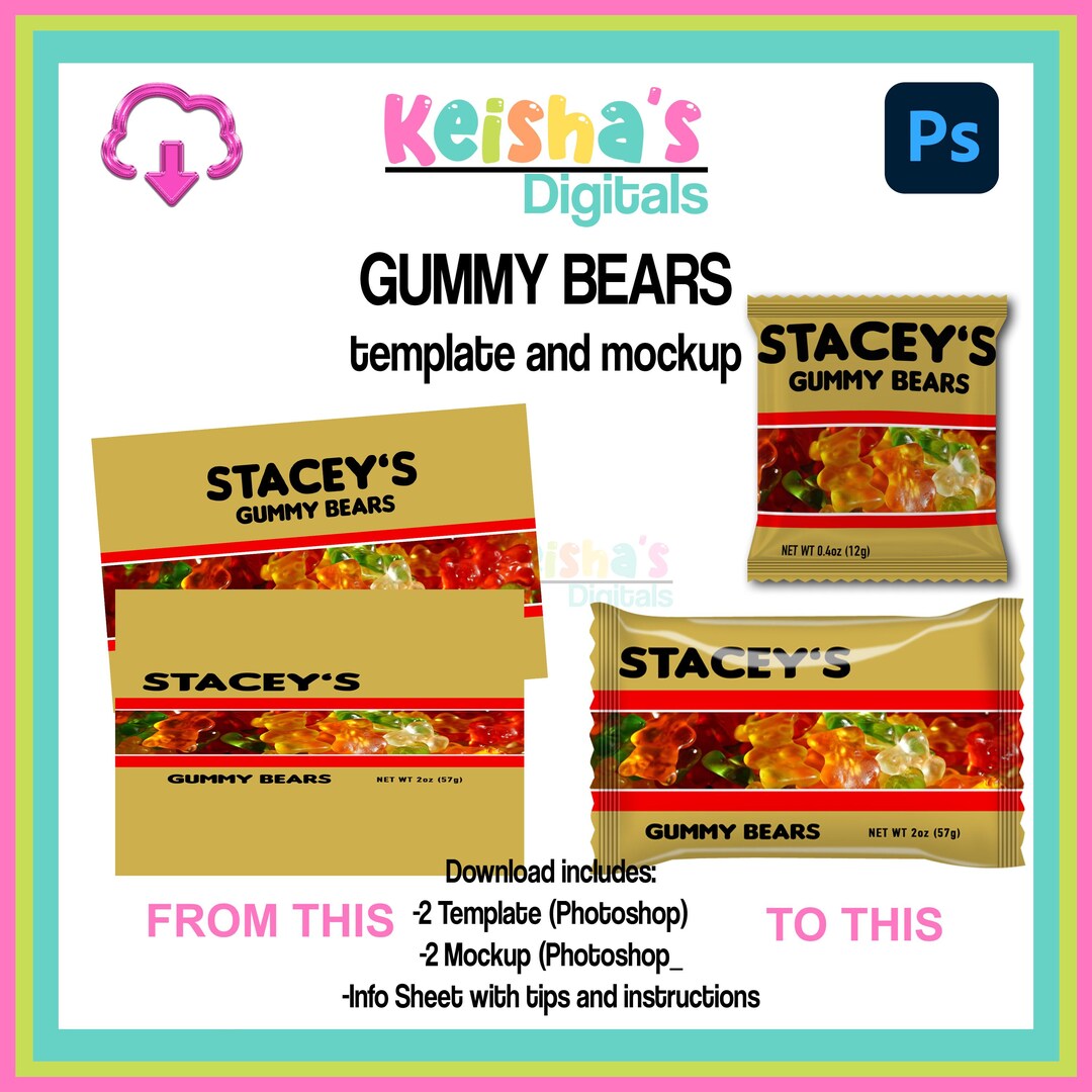 Gummy Bear Label Blank Template, Sucker Template, Create Your Own, DIY ...
