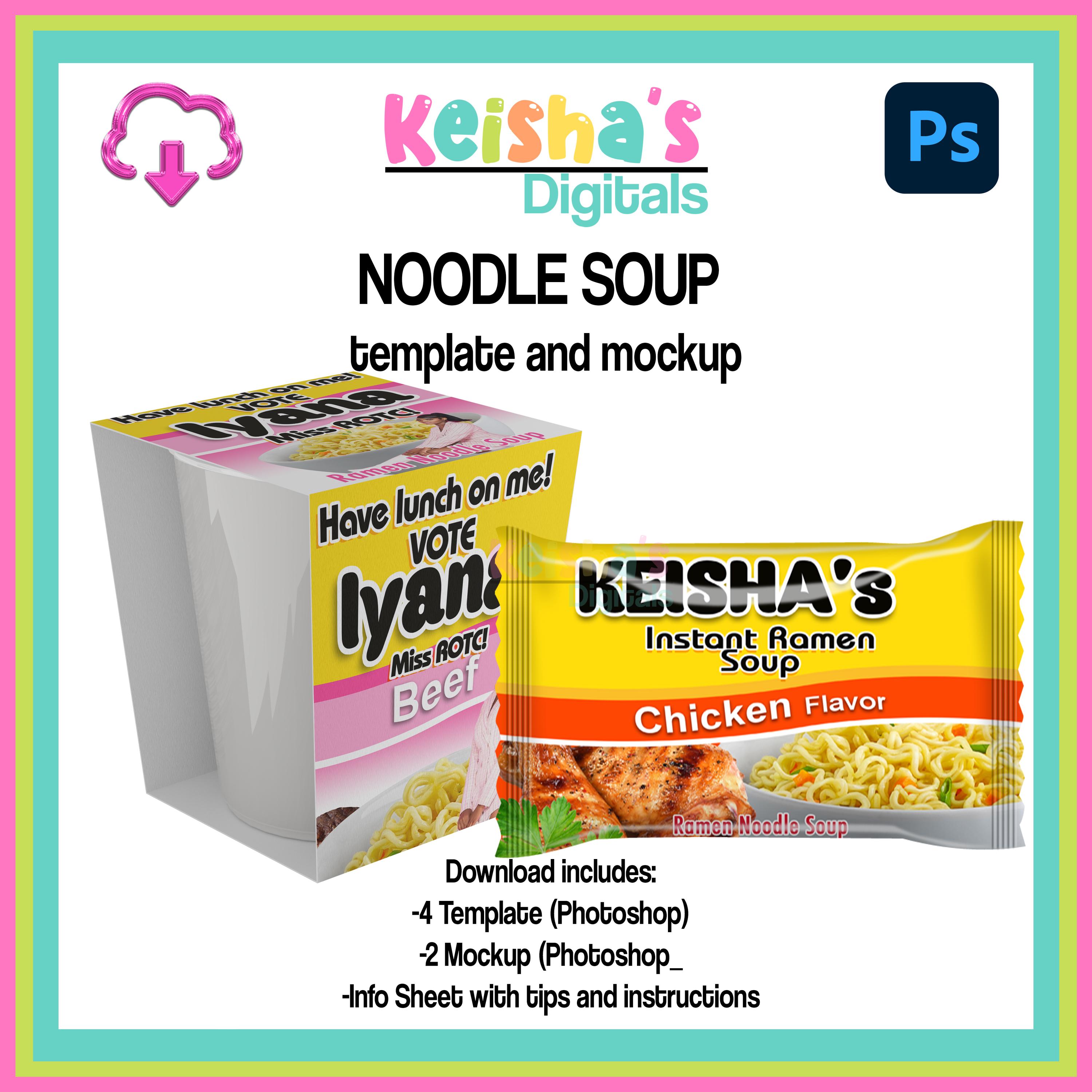 Noodle Soup Label Party Favor Template, Treat Table Favor, Swag Bag DIY ...