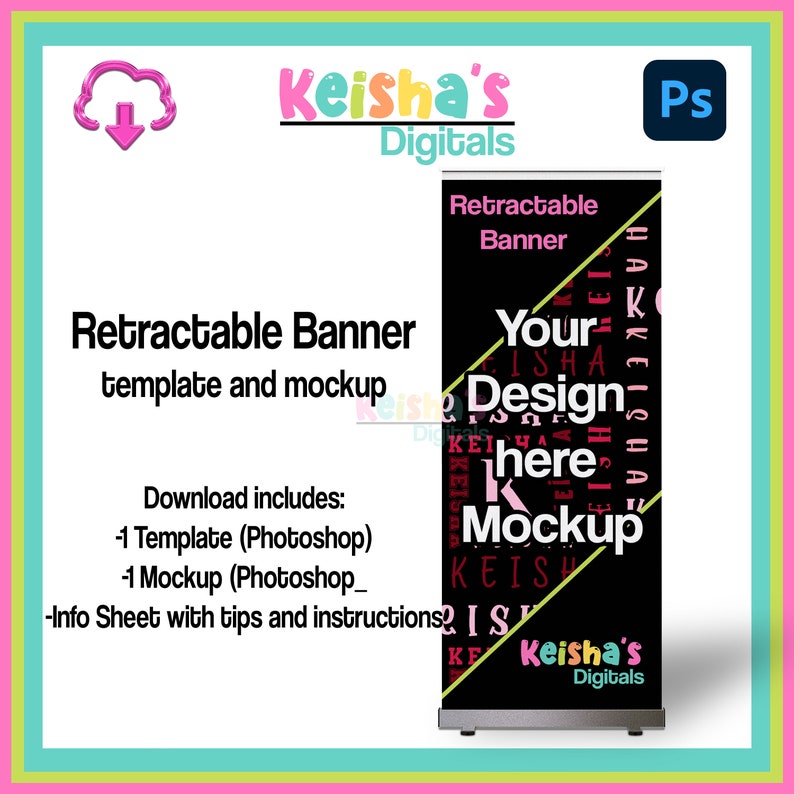 Retractable Banner Blank Template, DIY Party, PSD Files, Create Your ...